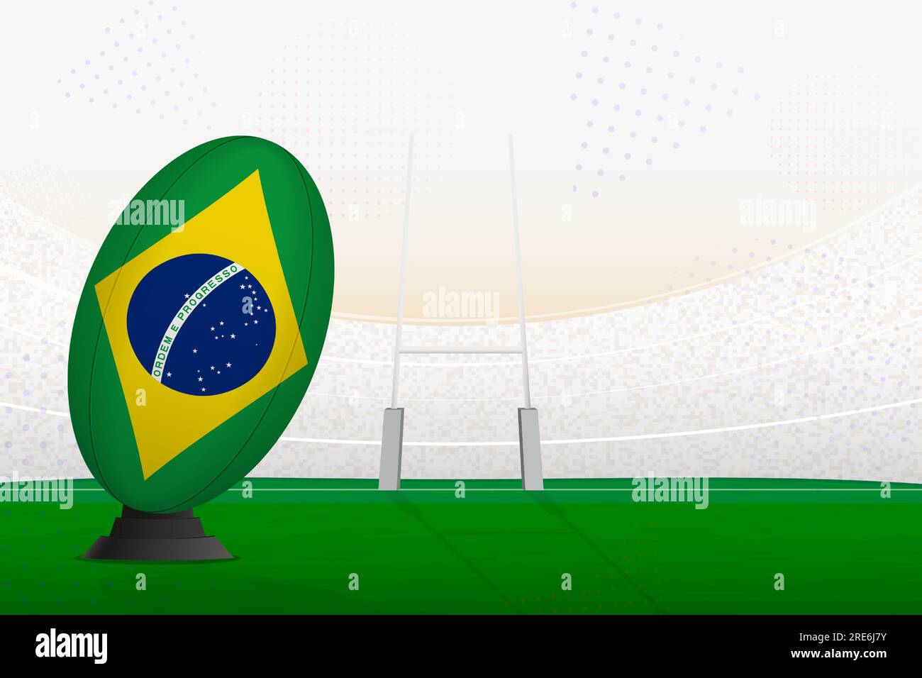 Brazil national team rugby ball on rugby stadium and goal posts ...