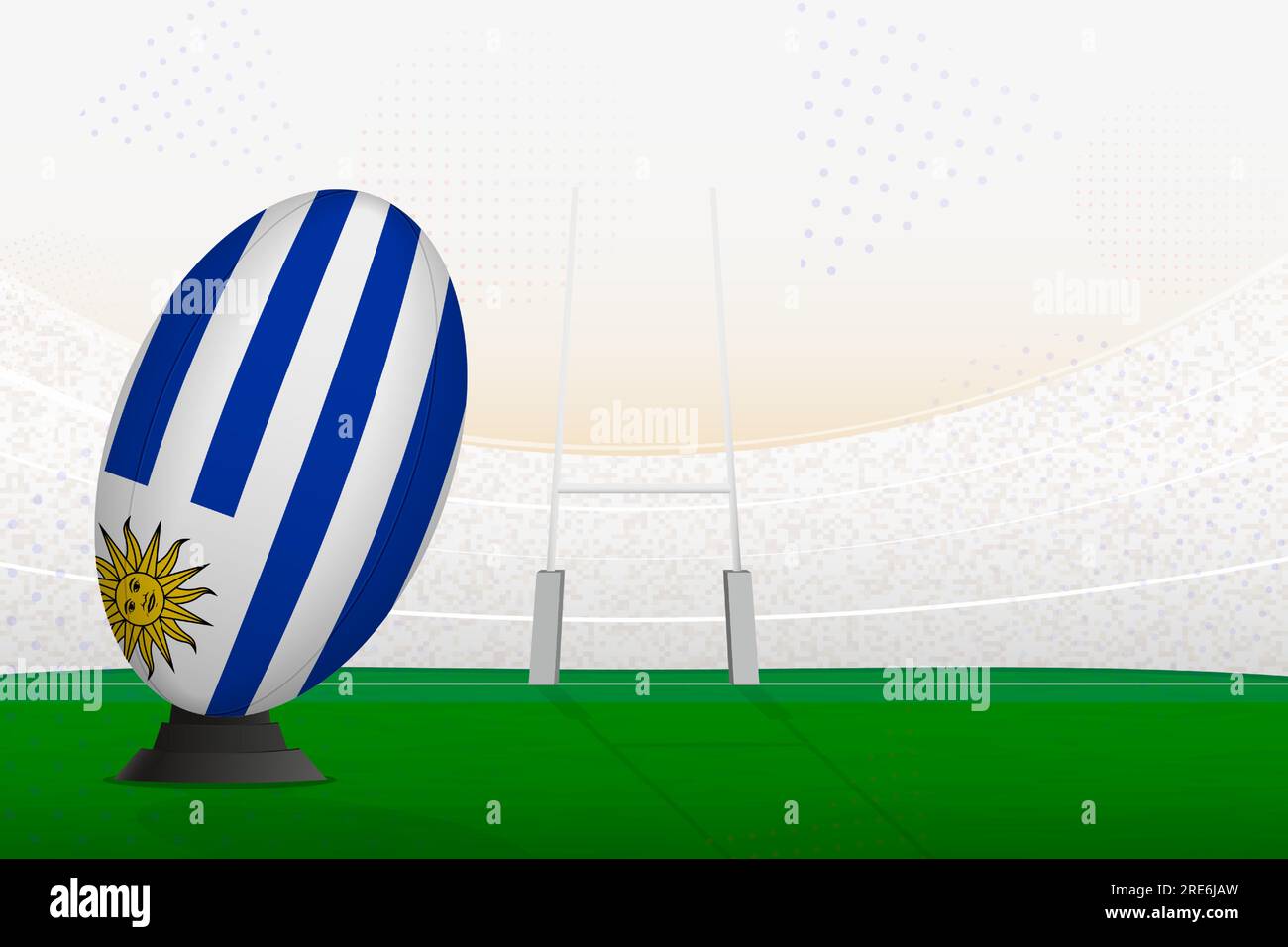 Uruguay national team rugby ball on rugby stadium and goal posts ...