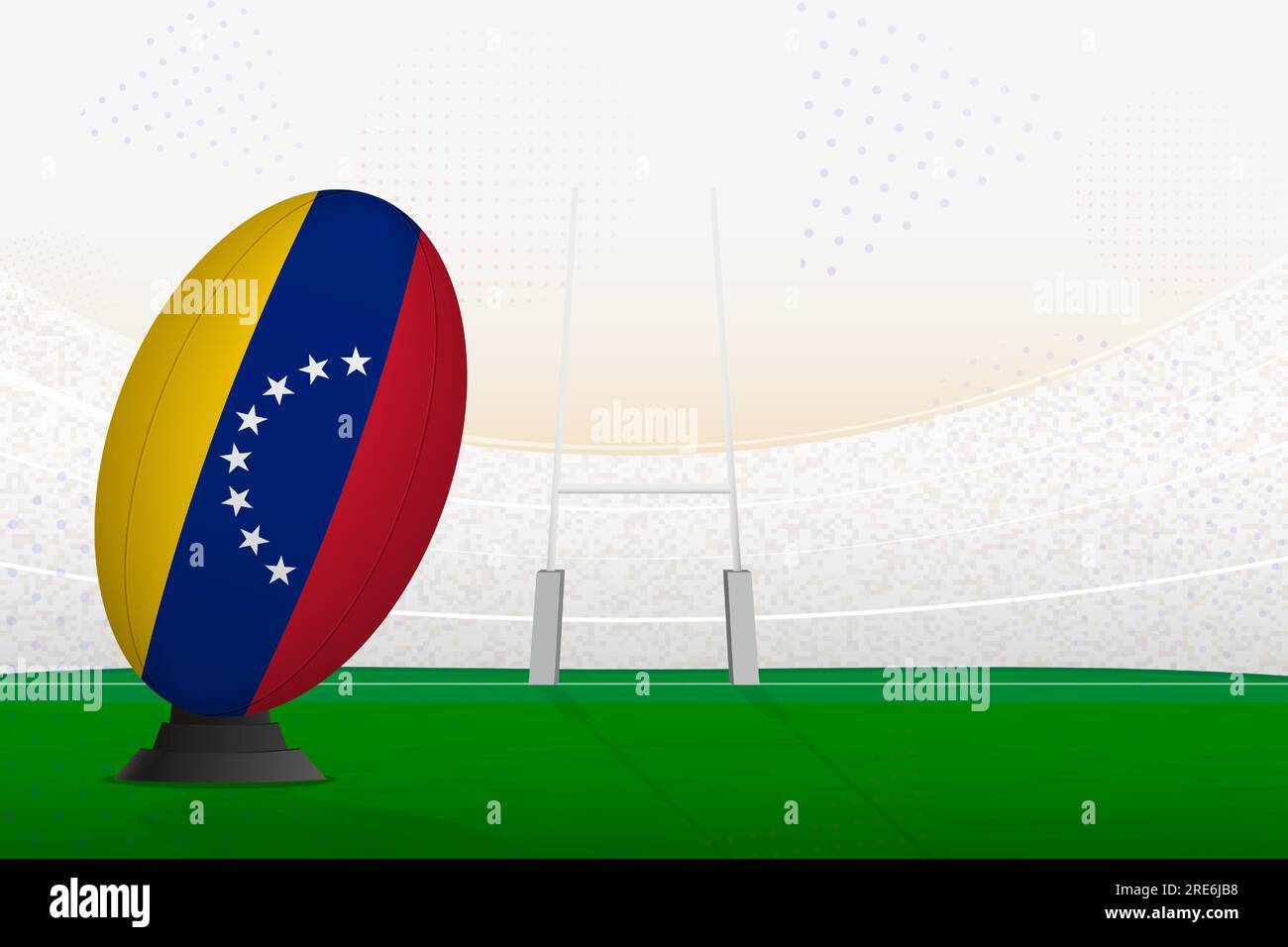 Venezuela national team rugby ball on rugby stadium and goal posts ...