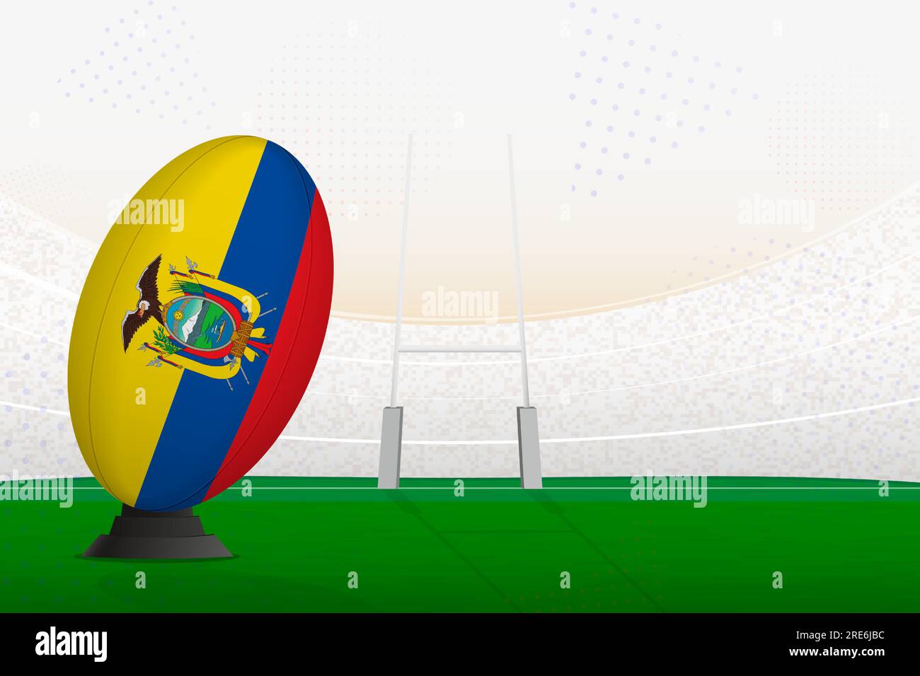 Ecuador national team rugby ball on rugby stadium and goal posts ...