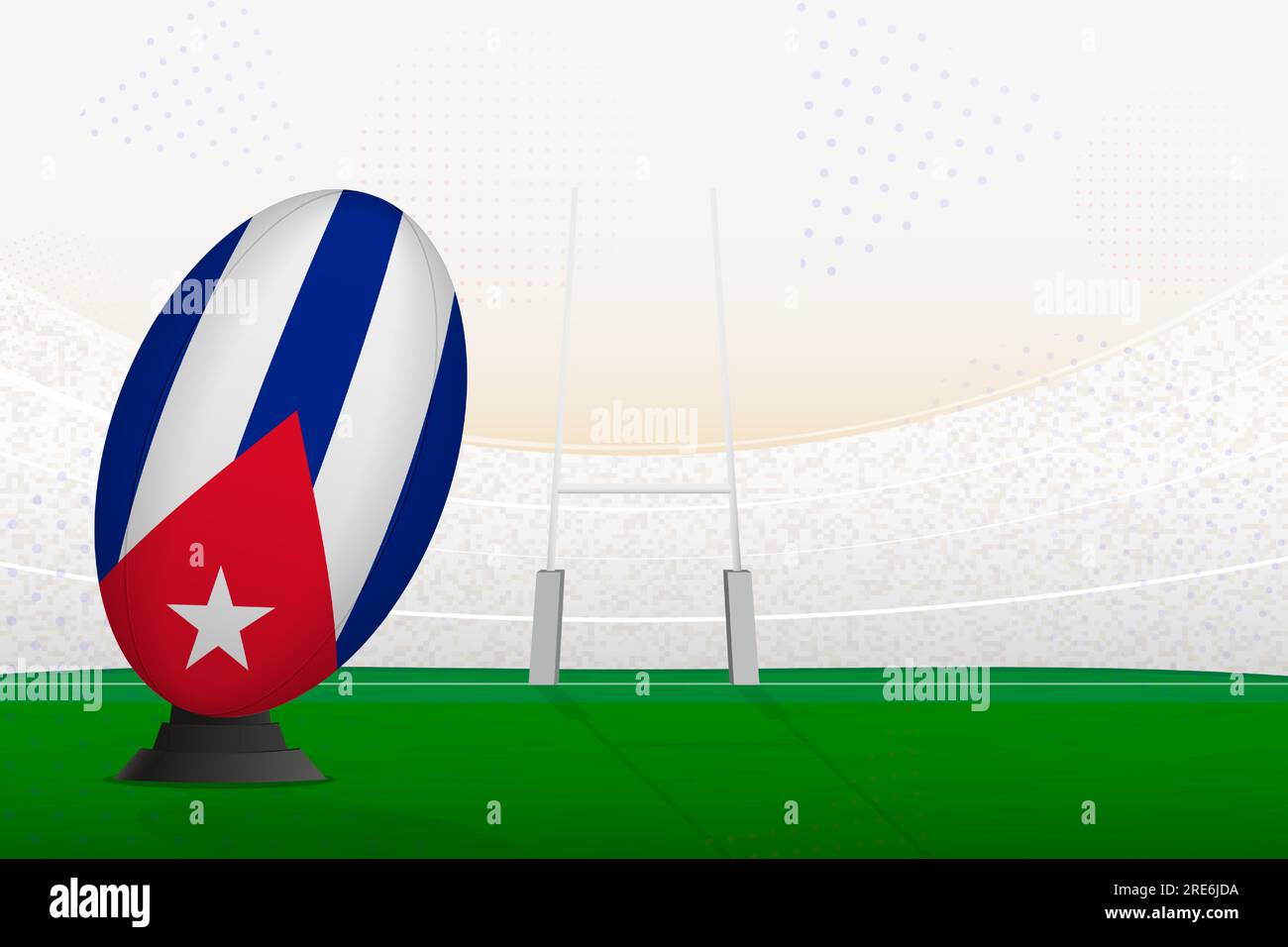 Cuba national team rugby ball on rugby stadium and goal posts ...