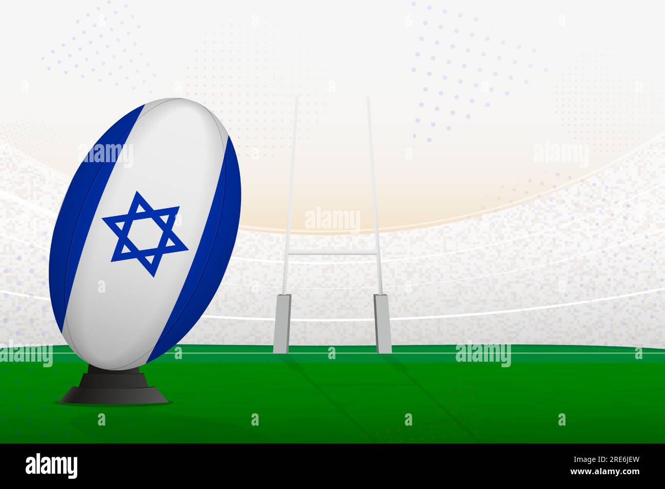 Israel national team rugby ball on rugby stadium and goal posts ...