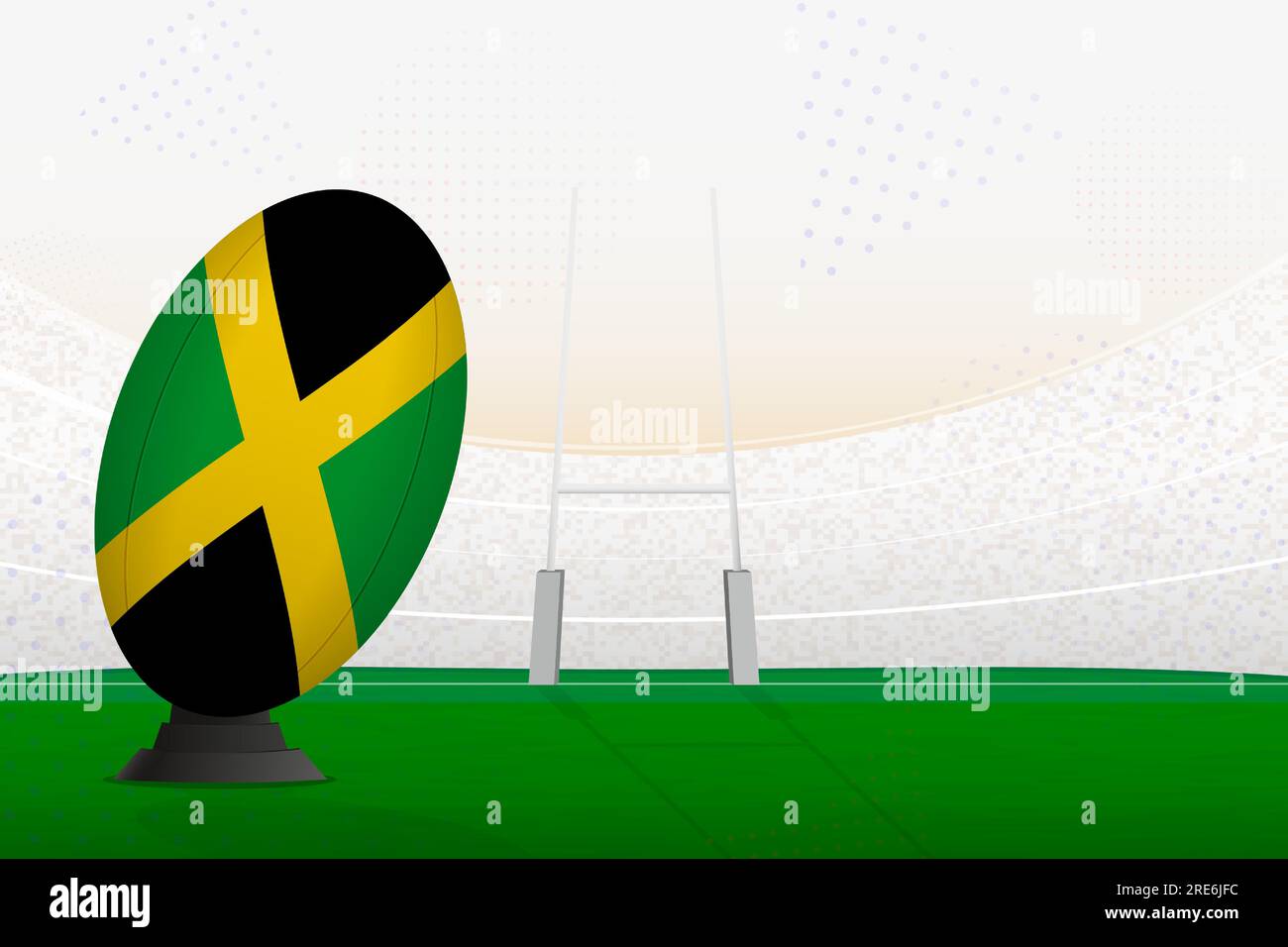 Jamaica national team rugby ball on rugby stadium and goal posts ...