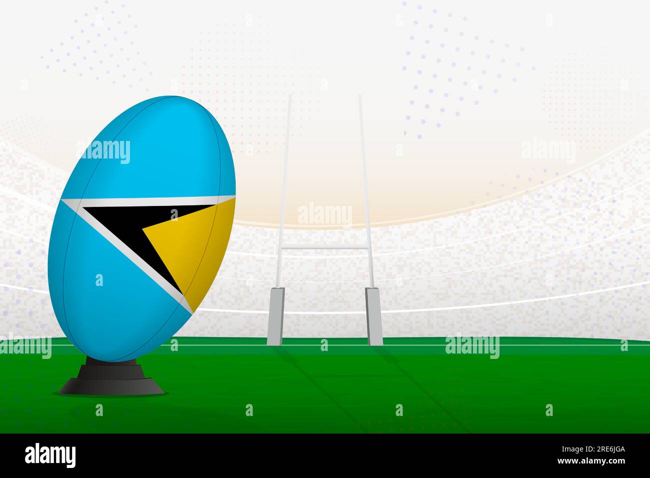 Saint Lucia national team rugby ball on rugby stadium and goal posts ...