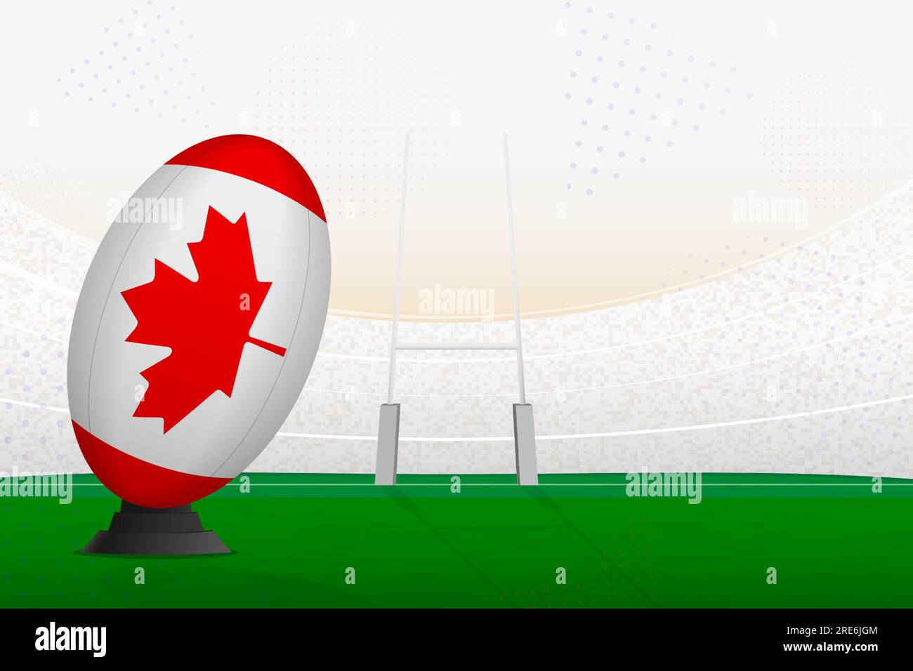 Canada national team rugby ball on rugby stadium and goal posts ...