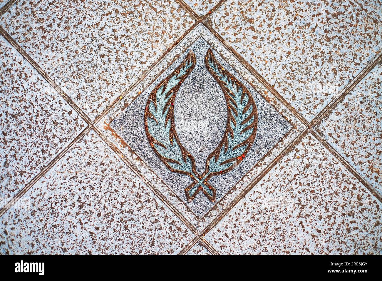 Laurel wreath, symbol of triumph and glory, a decorative relief in a ...