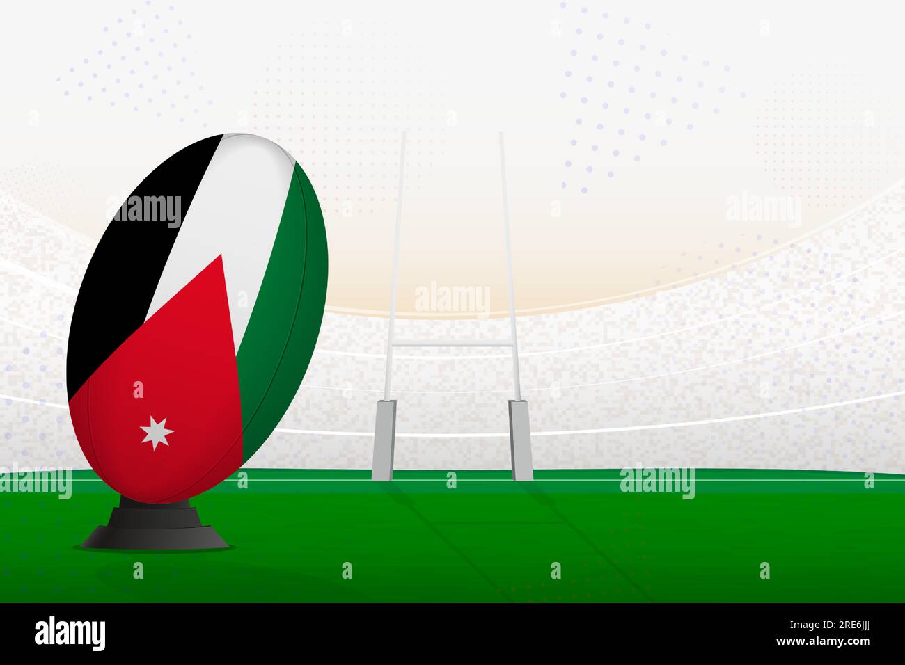Jordan national team rugby ball on rugby stadium and goal posts ...