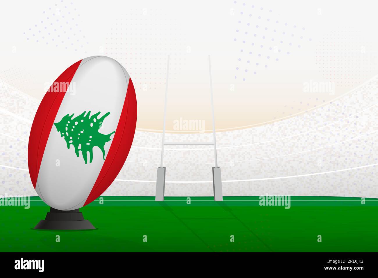 Lebanon national team rugby ball on rugby stadium and goal posts ...