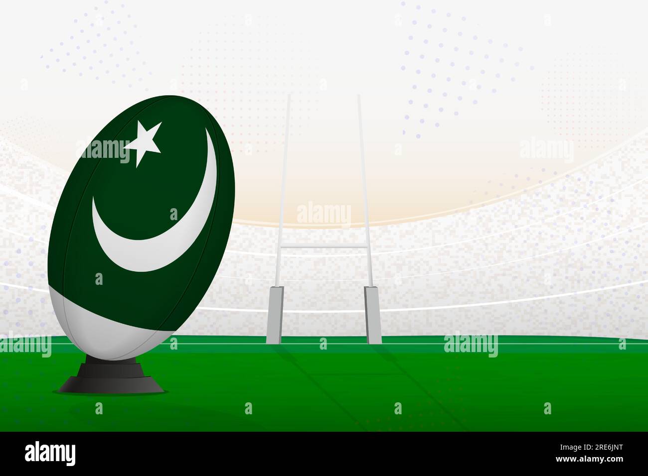 Pakistan national team rugby ball on rugby stadium and goal posts ...