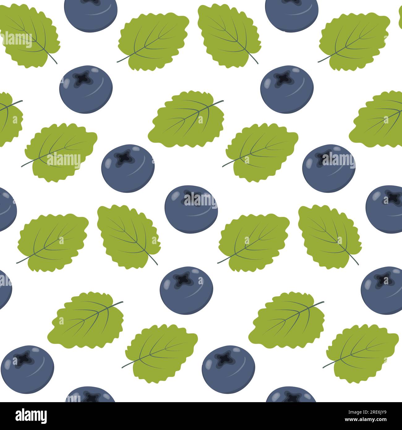 Seamless pattern of blueberries and berry leaves in trendy shades ...