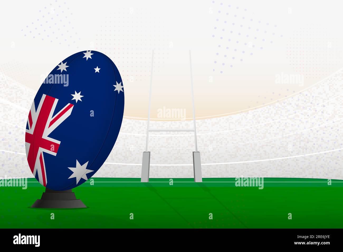 Australia national team rugby ball on rugby stadium and goal posts ...