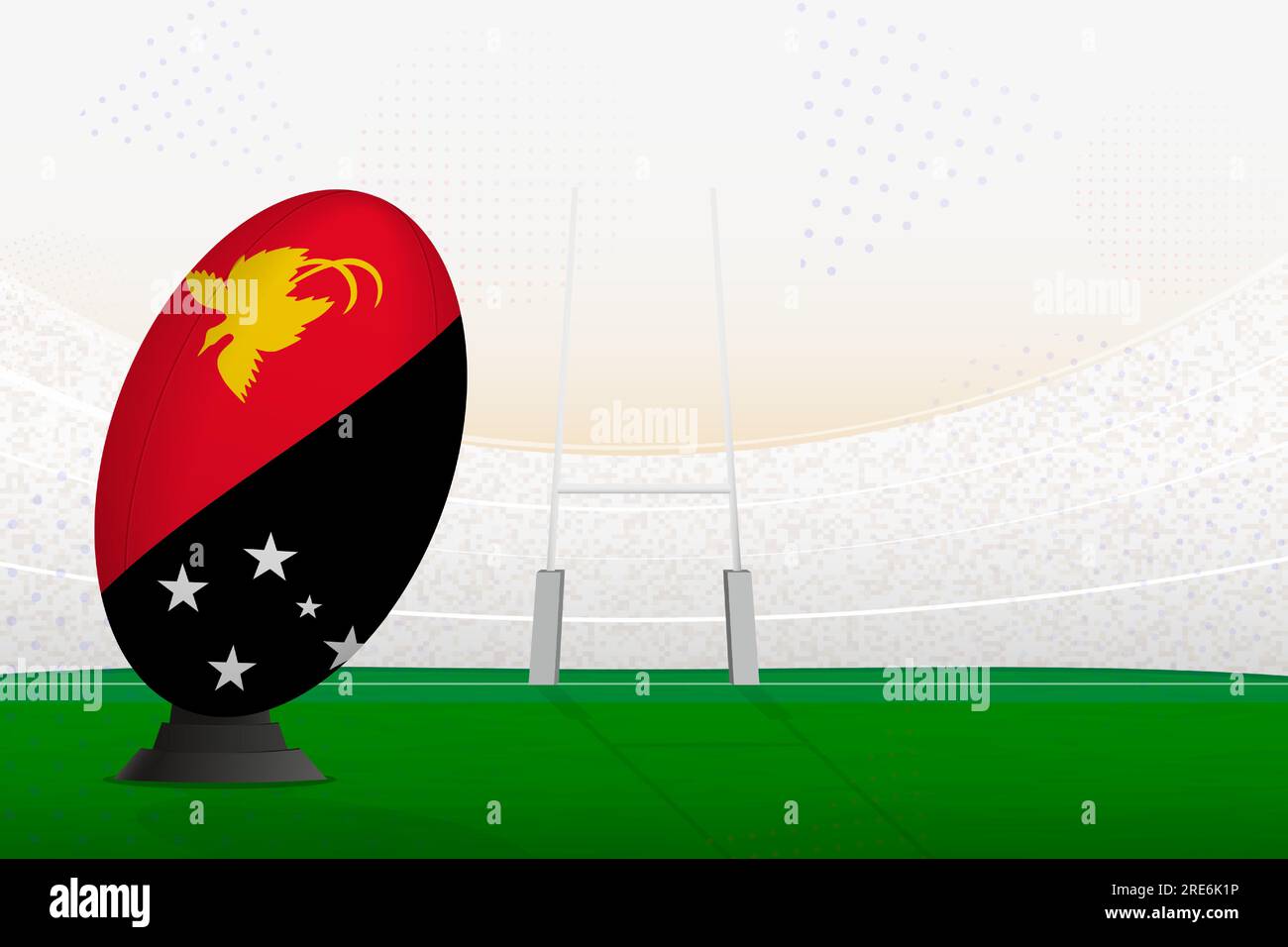 Papua New Guinea national team rugby ball on rugby stadium and goal ...