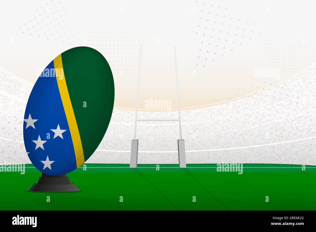Solomon Islands national team rugby ball on rugby stadium and goal ...