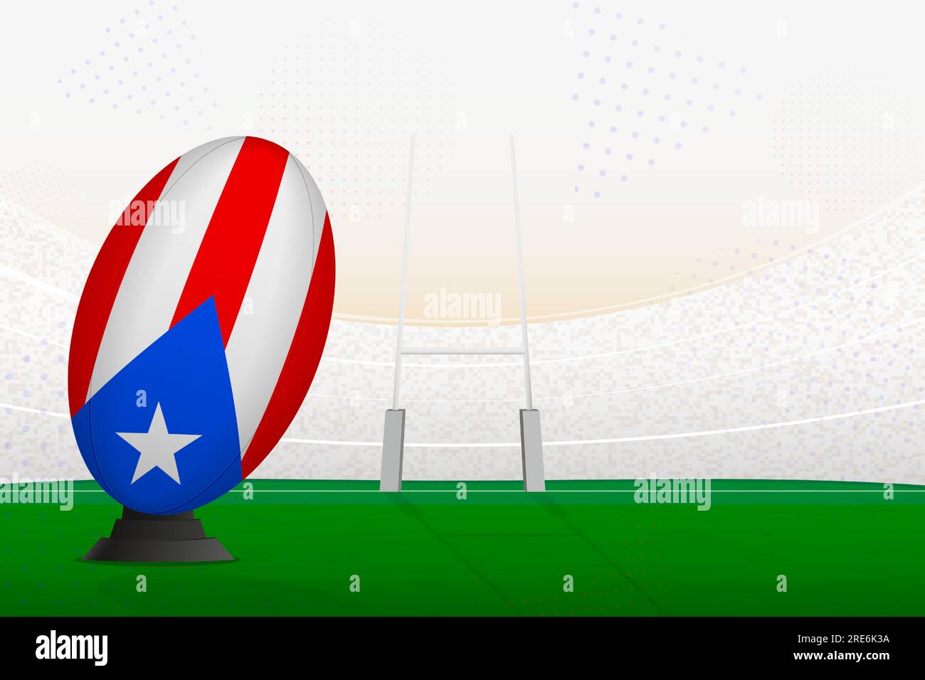 Puerto Rico national team rugby ball on rugby stadium and goal posts ...
