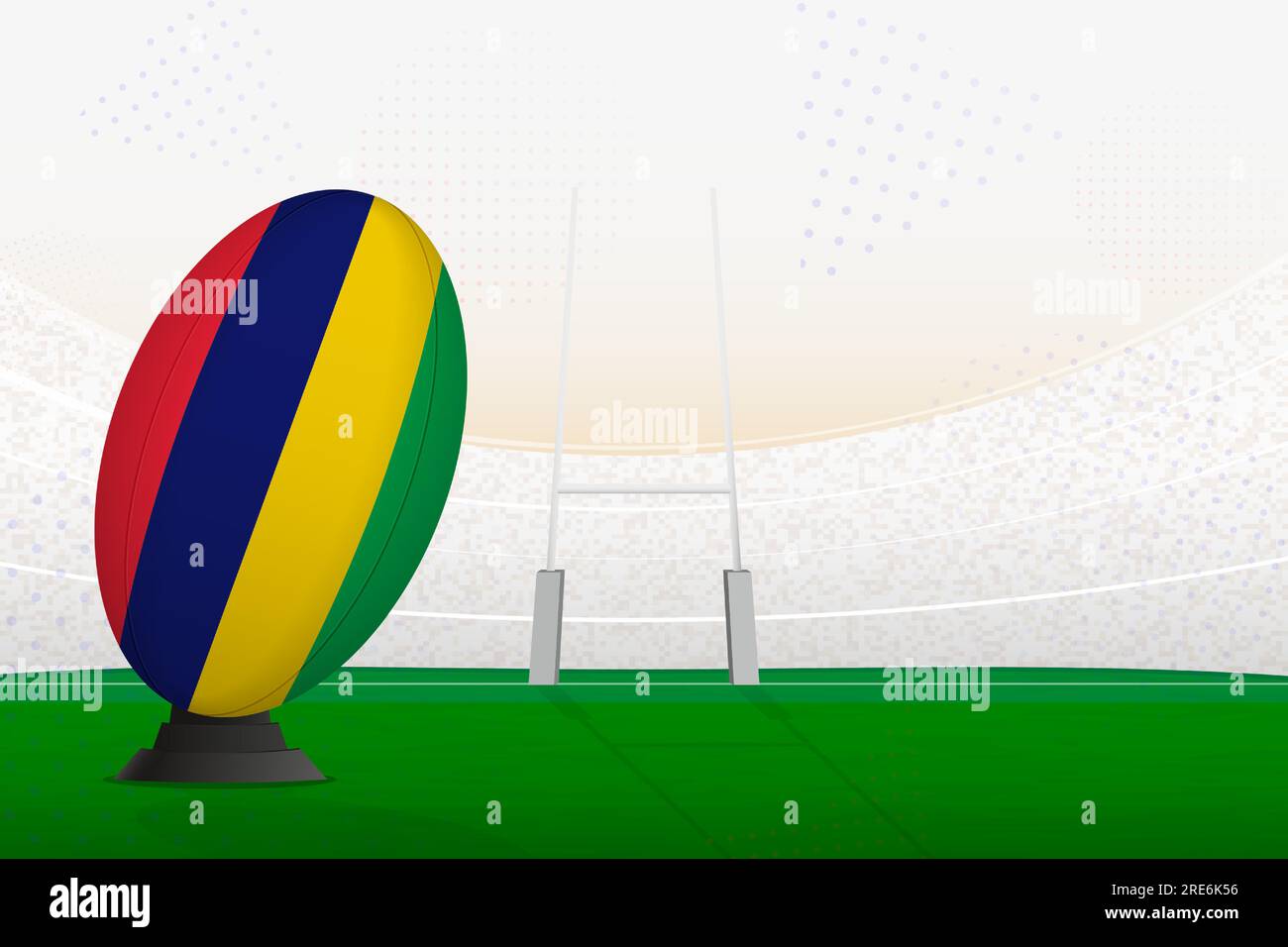 Mauritius national team rugby ball on rugby stadium and goal posts ...