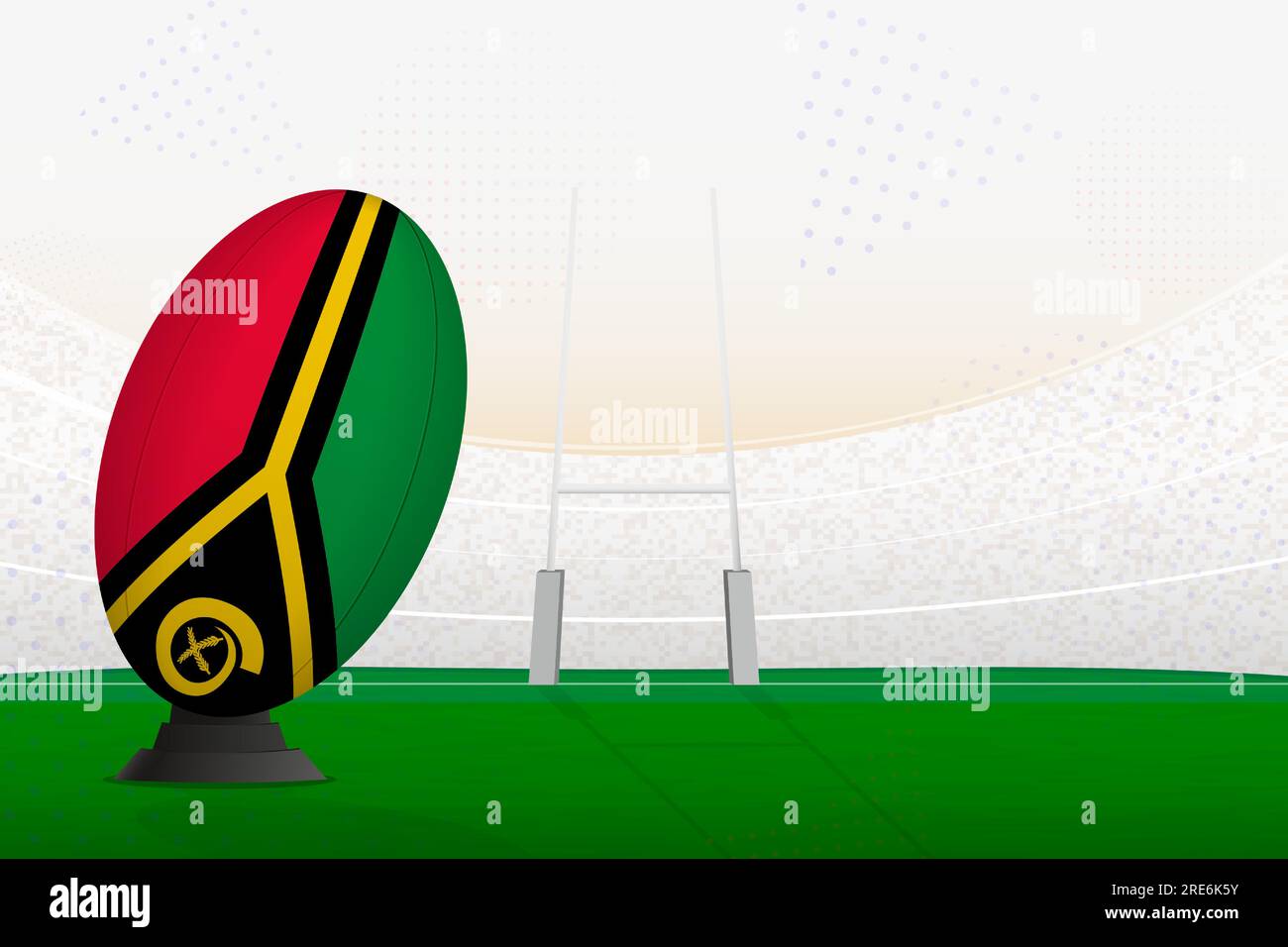 Vanuatu national team rugby ball on rugby stadium and goal posts ...