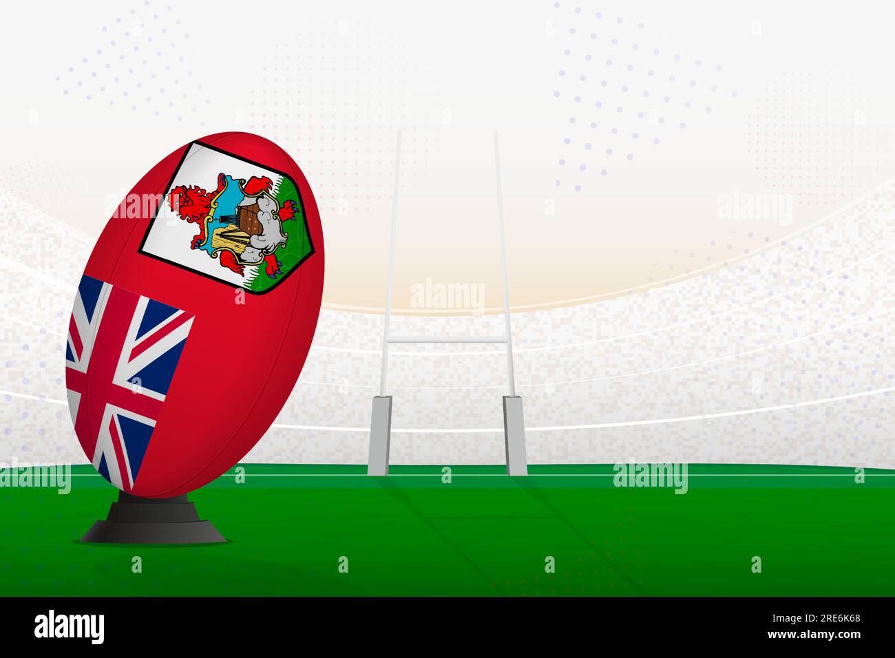 Bermuda national team rugby ball on rugby stadium and goal posts ...