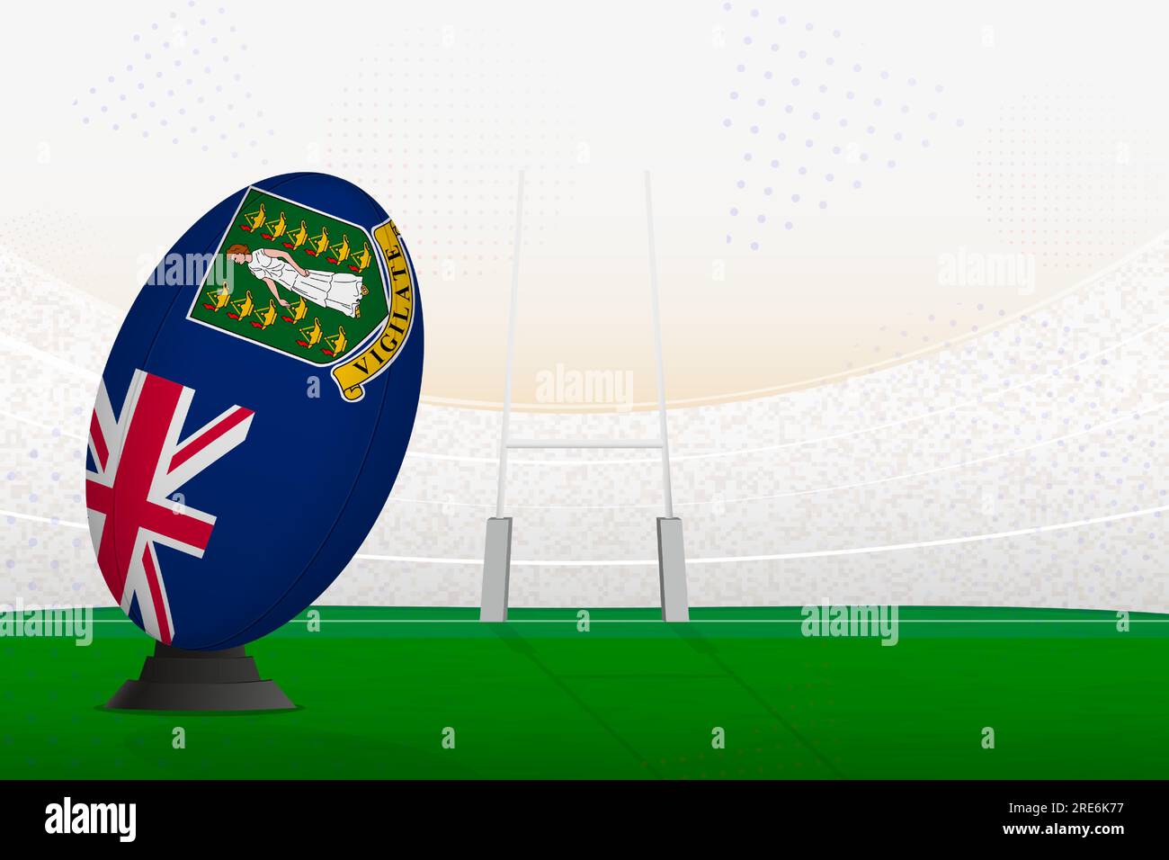 British Virgin Islands national team rugby ball on rugby stadium and ...