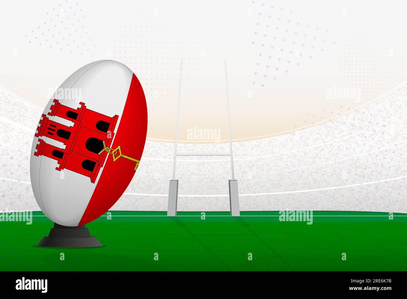 Gibraltar national team rugby ball on rugby stadium and goal posts ...