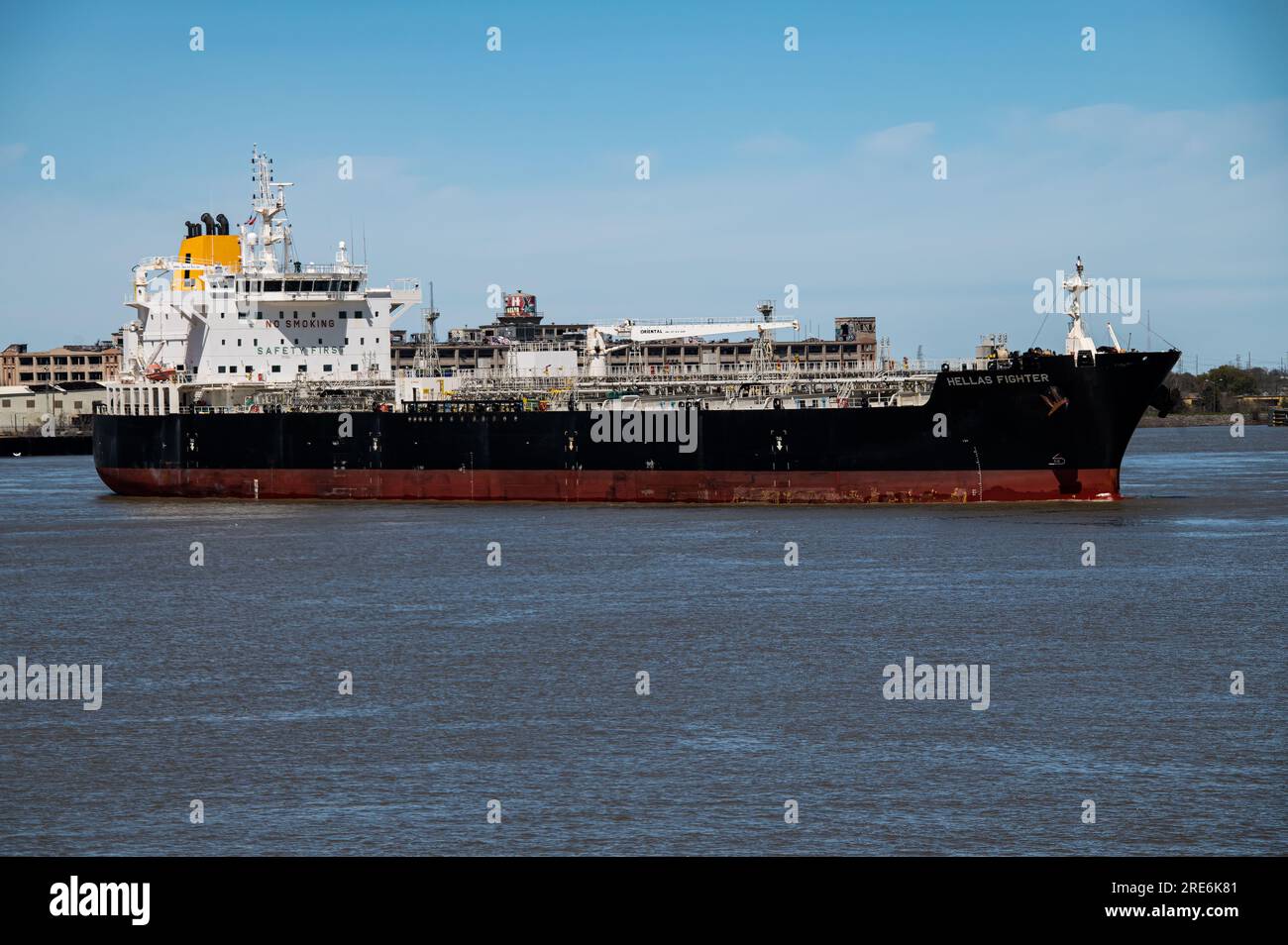 Tanker headed up the Mississippi Stock Photo - Alamy
