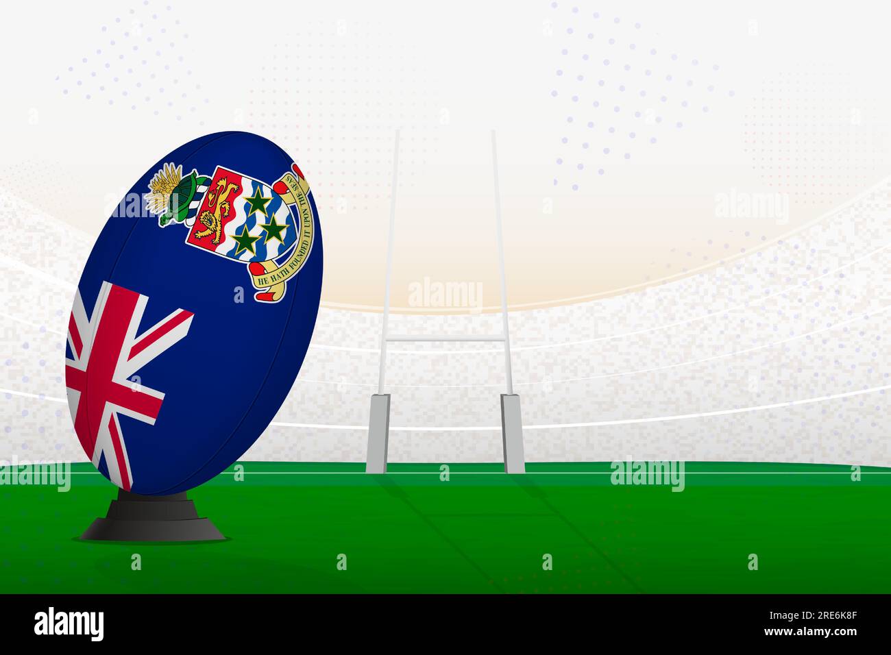 Cayman Islands national team rugby ball on rugby stadium and goal posts ...