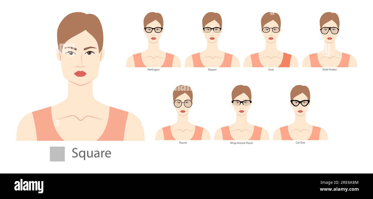 Set of types of glasses for Women square type faces fashion accessory ...
