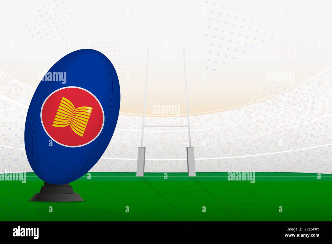 ASEAN national team rugby ball on rugby stadium and goal posts ...