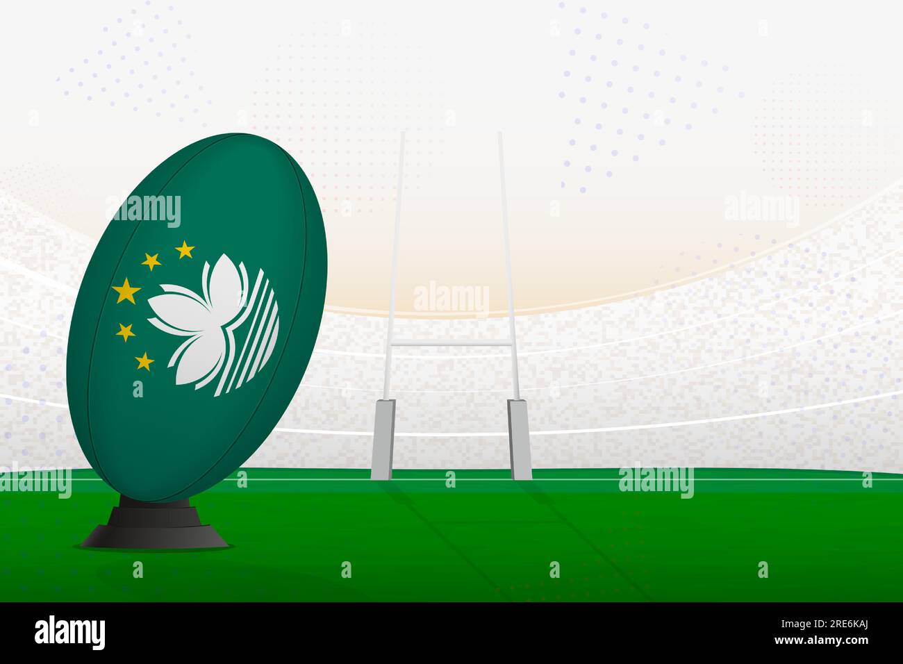 Macau national team rugby ball on rugby stadium and goal posts ...