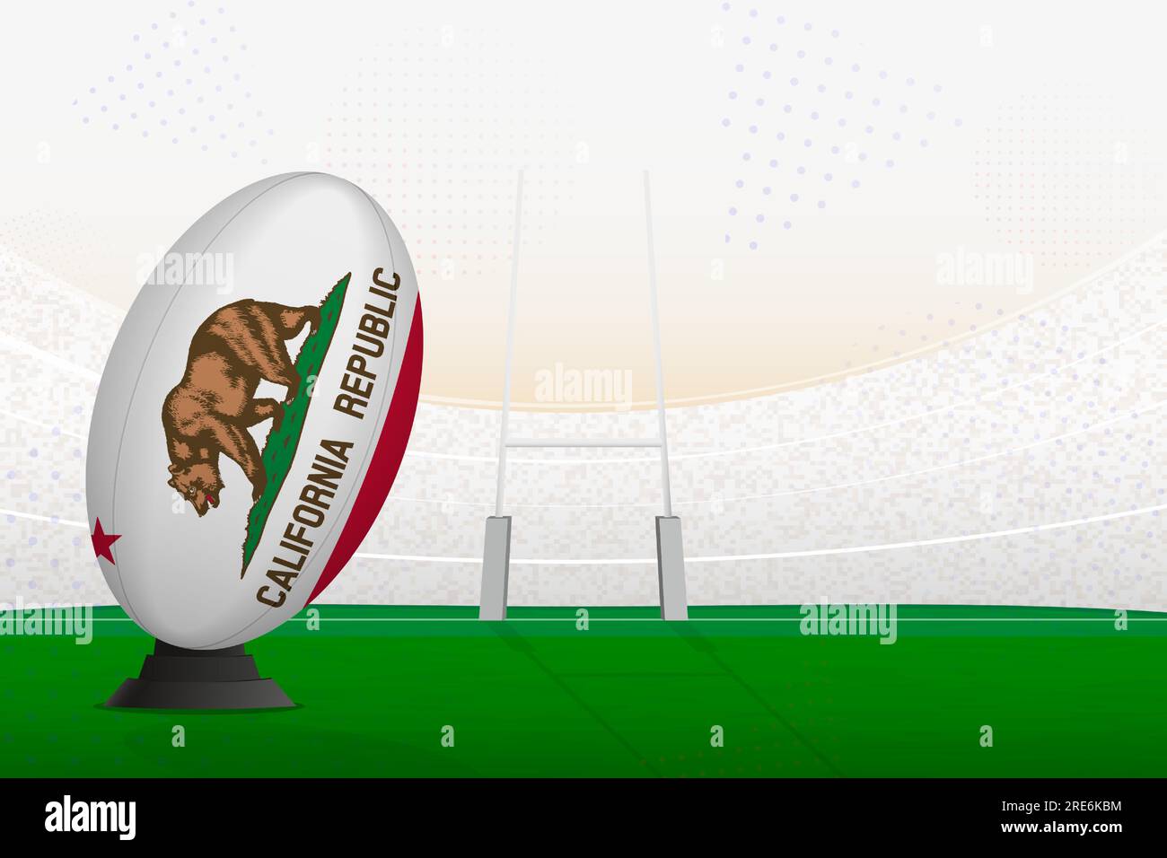 California national team rugby ball on rugby stadium and goal posts ...