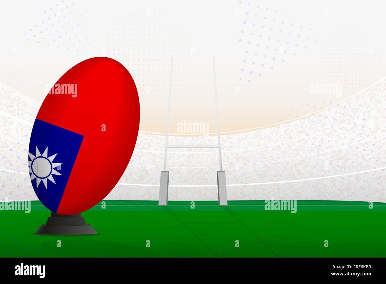 Taiwan national team rugby ball on rugby stadium and goal posts ...
