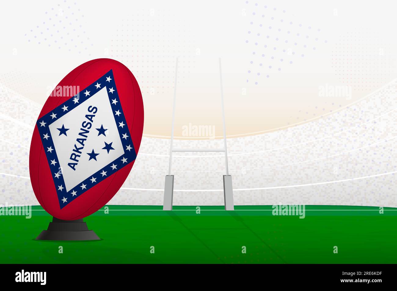 Arkansas national team rugby ball on rugby stadium and goal posts ...