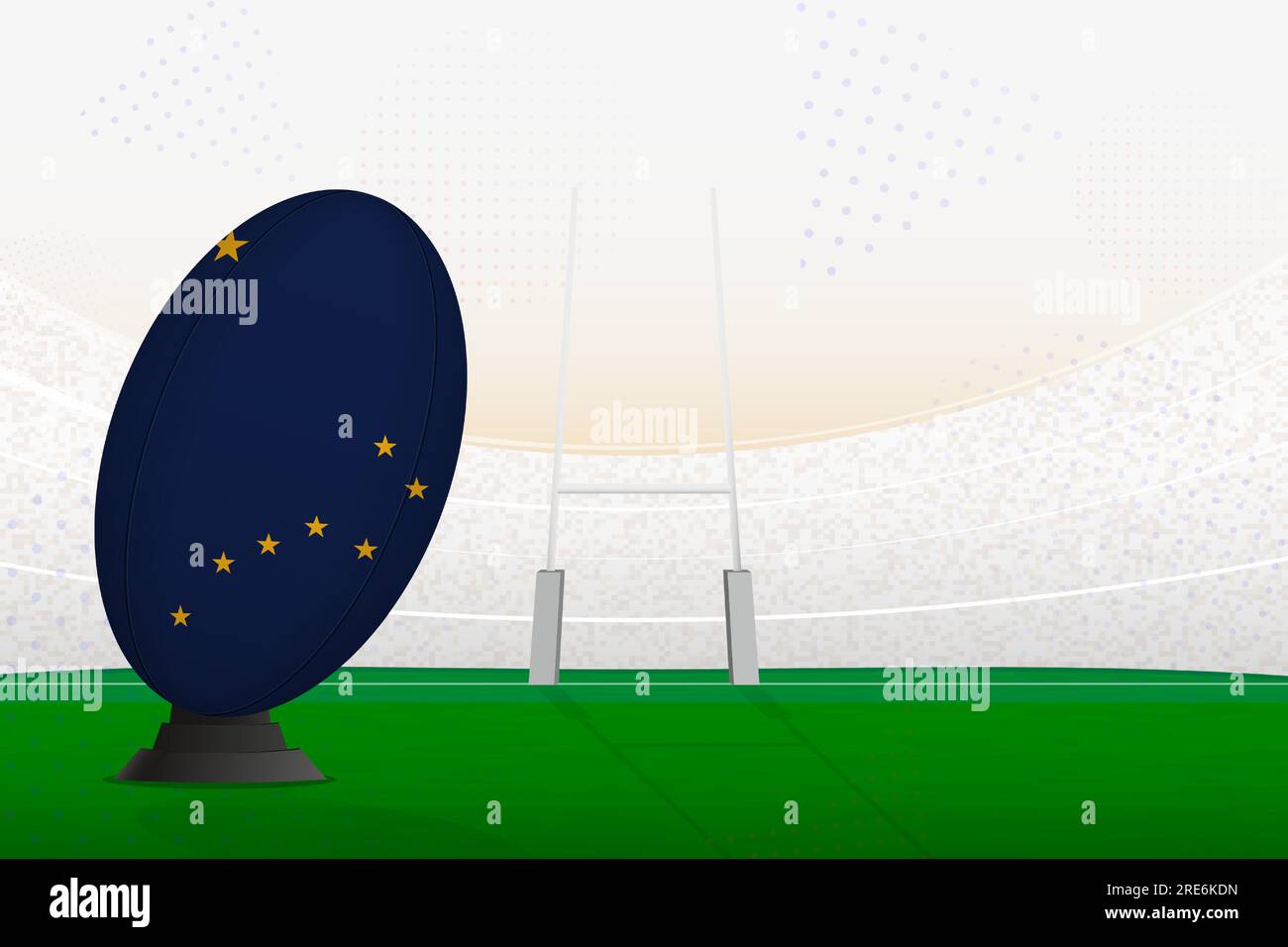 Alaska national team rugby ball on rugby stadium and goal posts ...