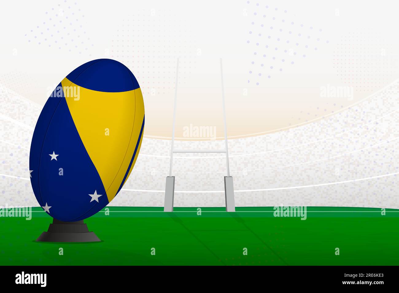 Tokelau national team rugby ball on rugby stadium and goal posts ...