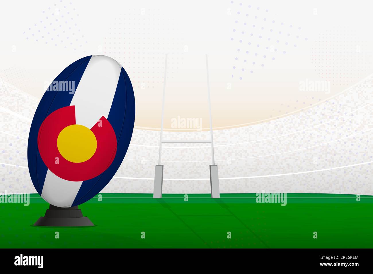 Colorado national team rugby ball on rugby stadium and goal posts ...
