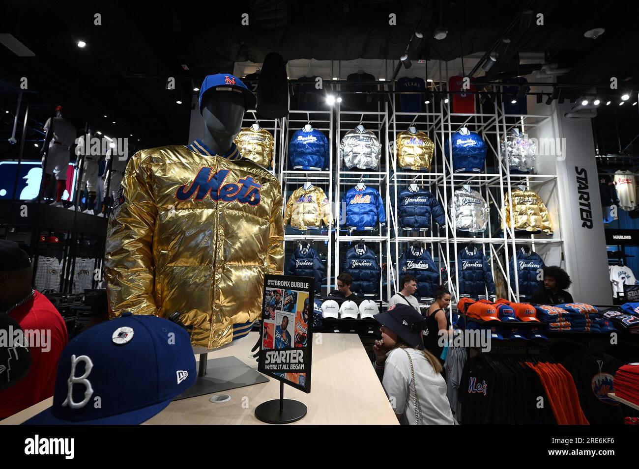 New York, USA. 25th July, 2023. Starter x MLB Bronx Bubble Jacket on ...