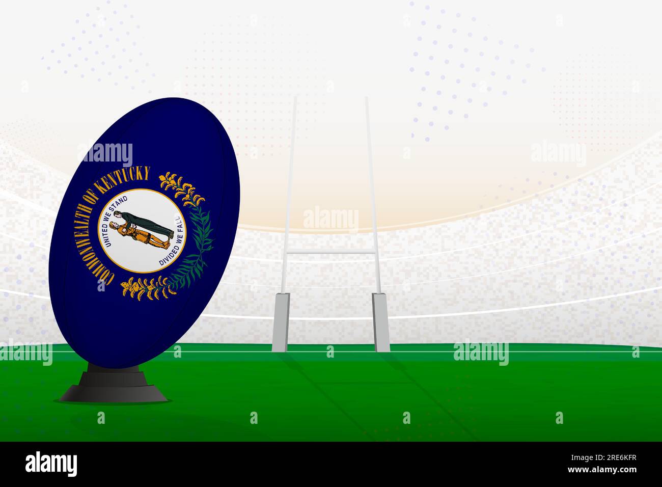 Kentucky national team rugby ball on rugby stadium and goal posts ...