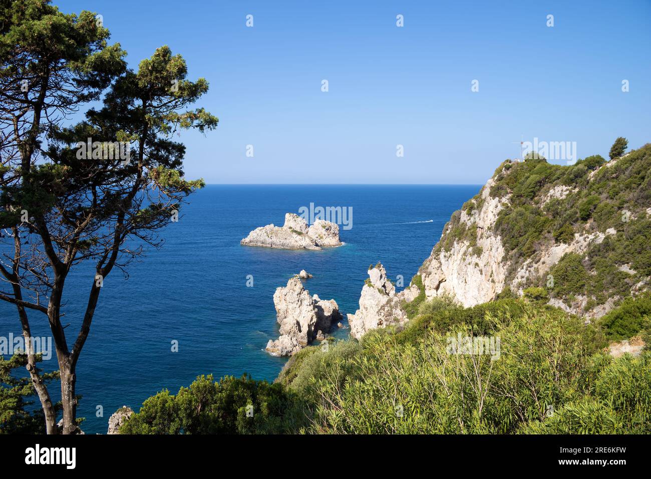 Stunning view to the sea down from the Monastery of the Most Holy ...