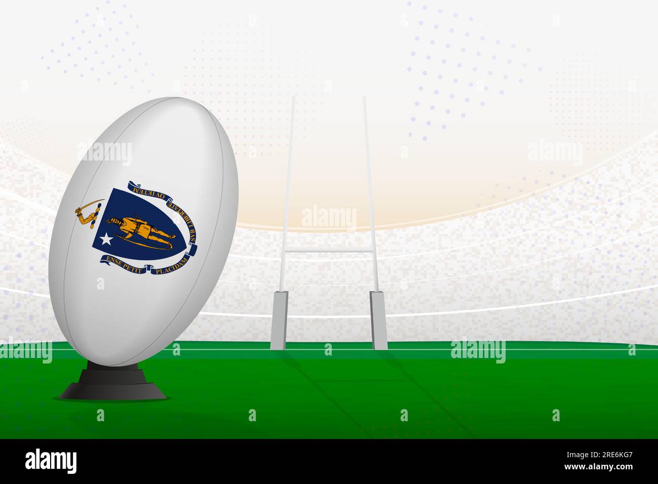 Massachusetts national team rugby ball on rugby stadium and goal posts ...