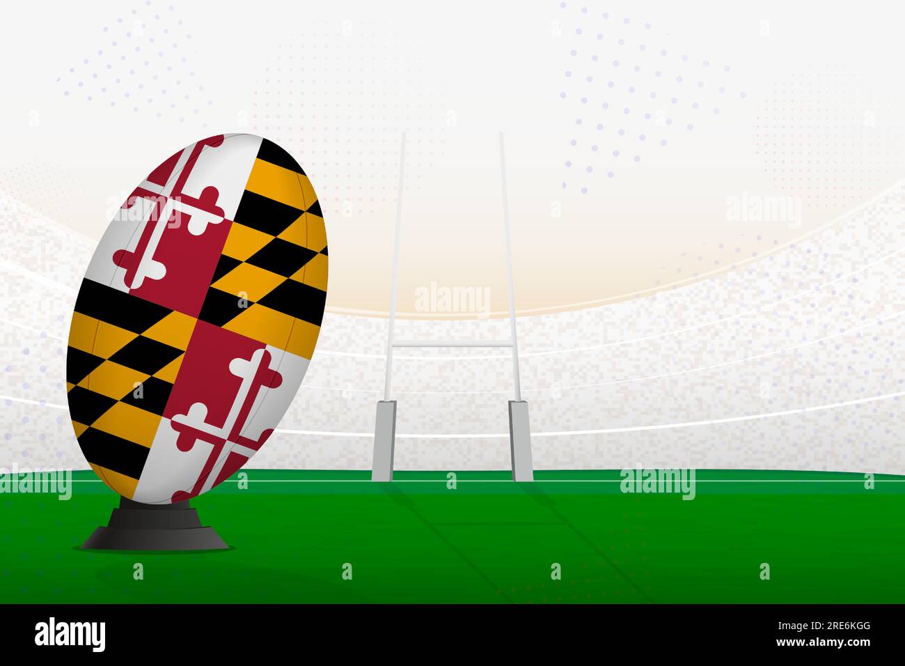 Maryland national team rugby ball on rugby stadium and goal posts ...