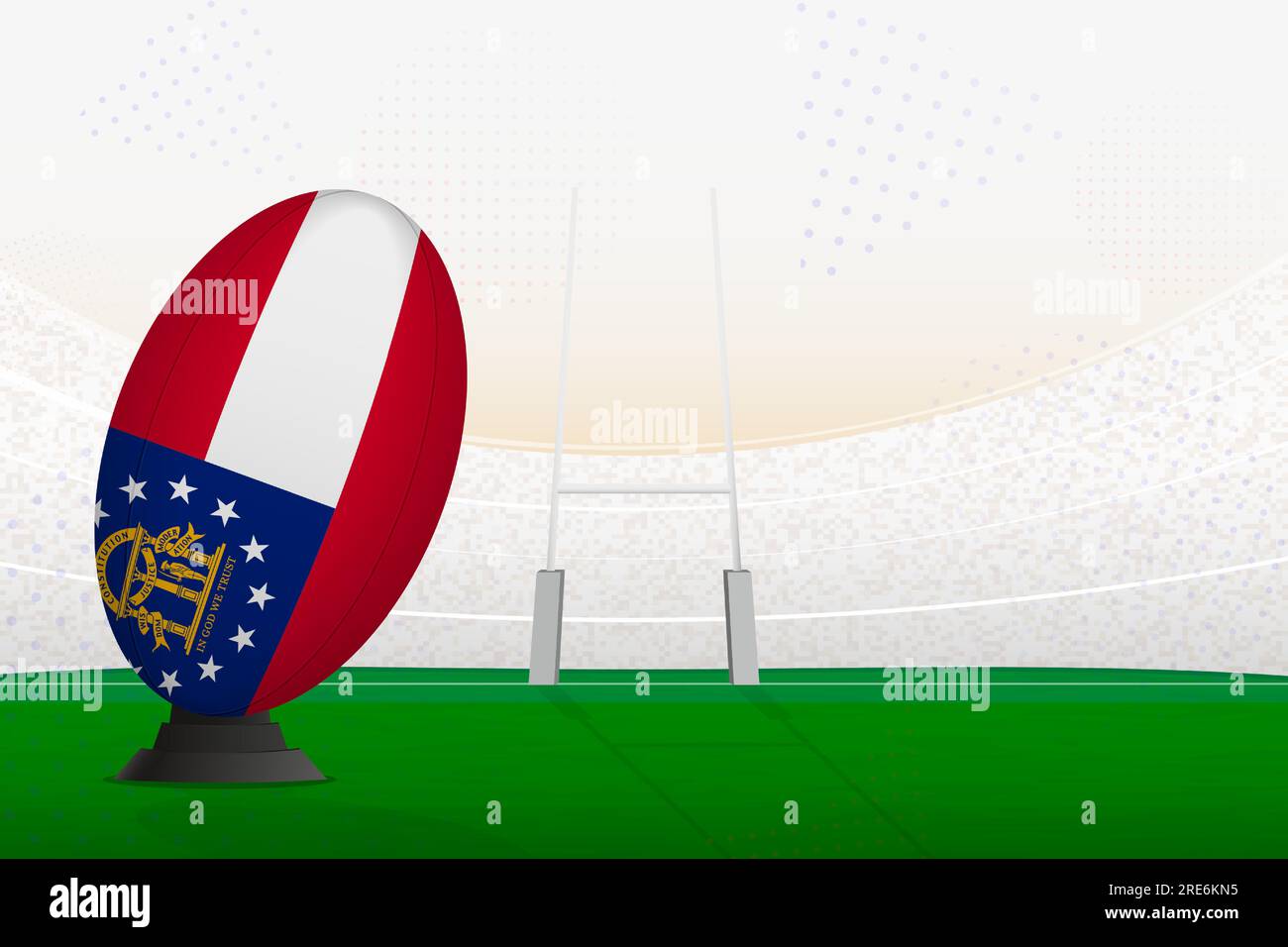 Georgia national team rugby ball on rugby stadium and goal posts ...