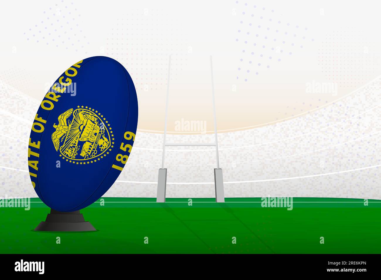 Oregon national team rugby ball on rugby stadium and goal posts ...