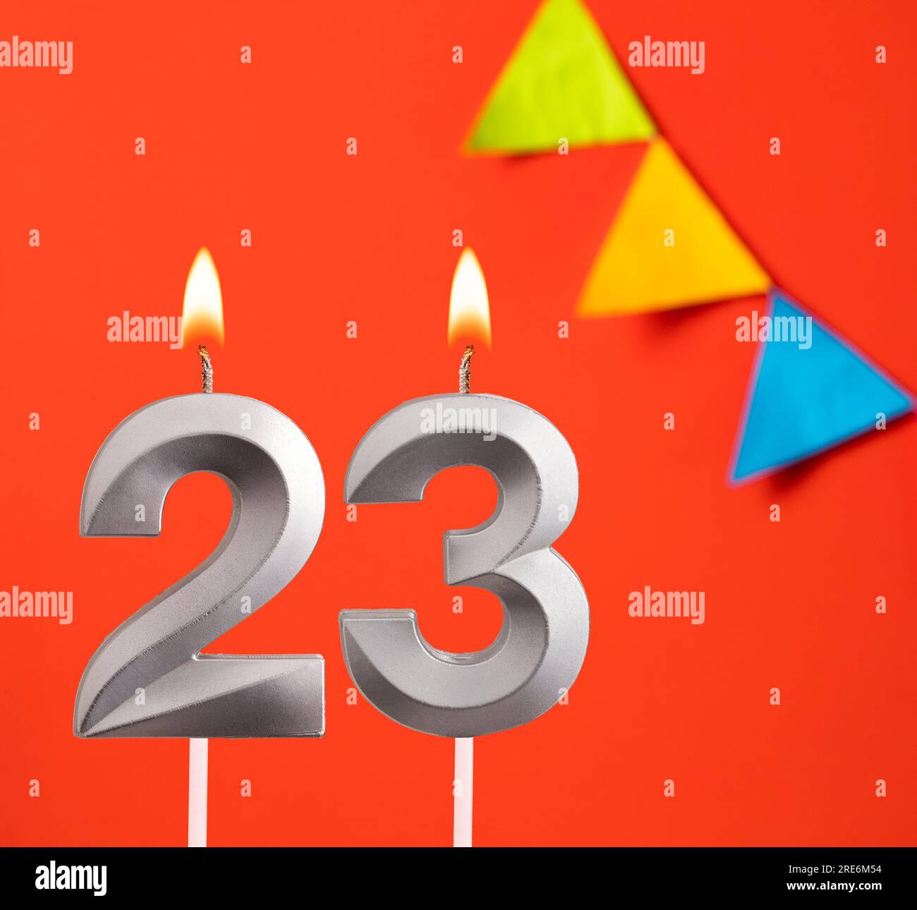 Birthday candle number 23 - Invitation card in orange background Stock ...