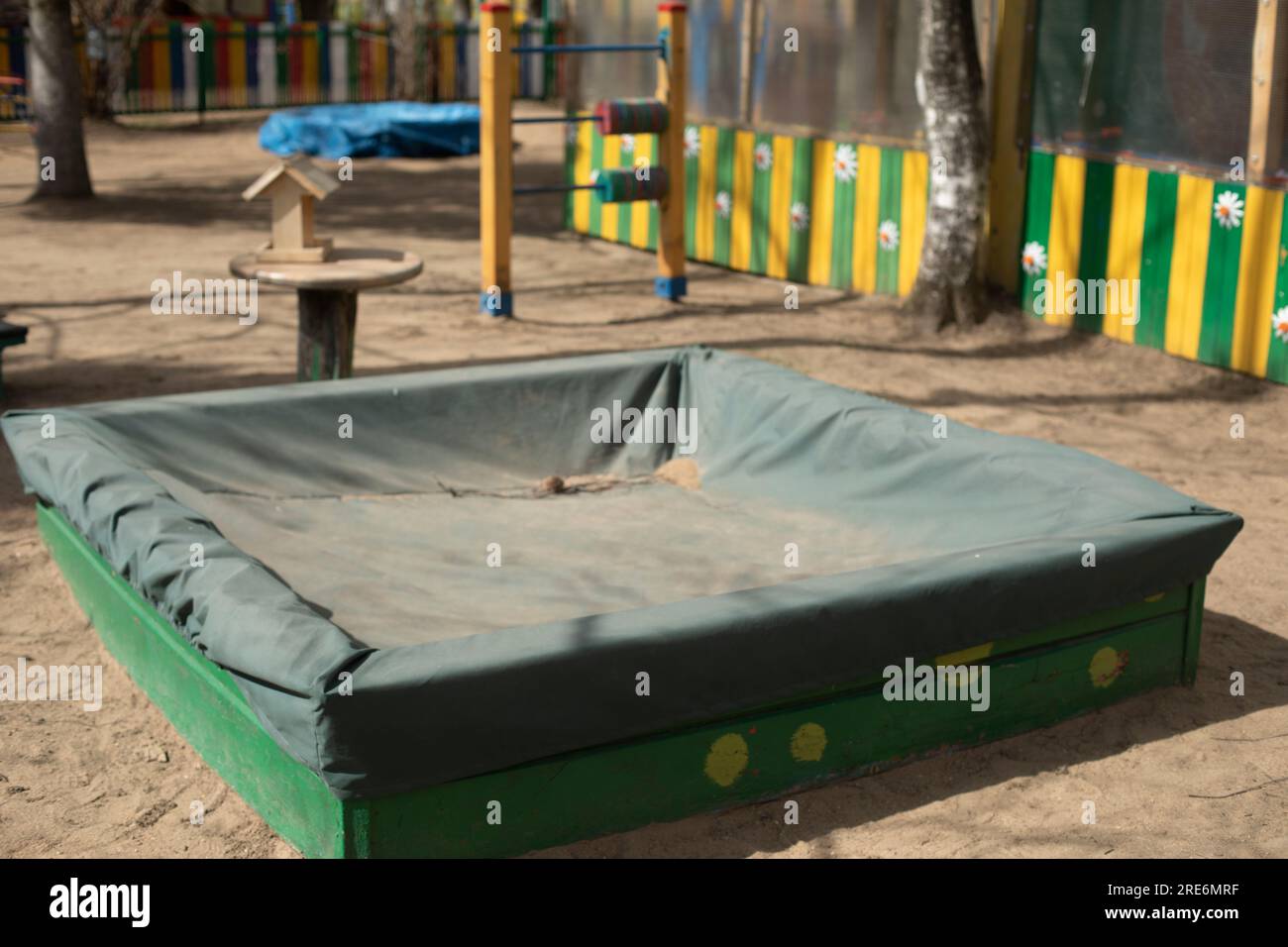Sandbox for children. Outdoor play area. Place for children to play in ...