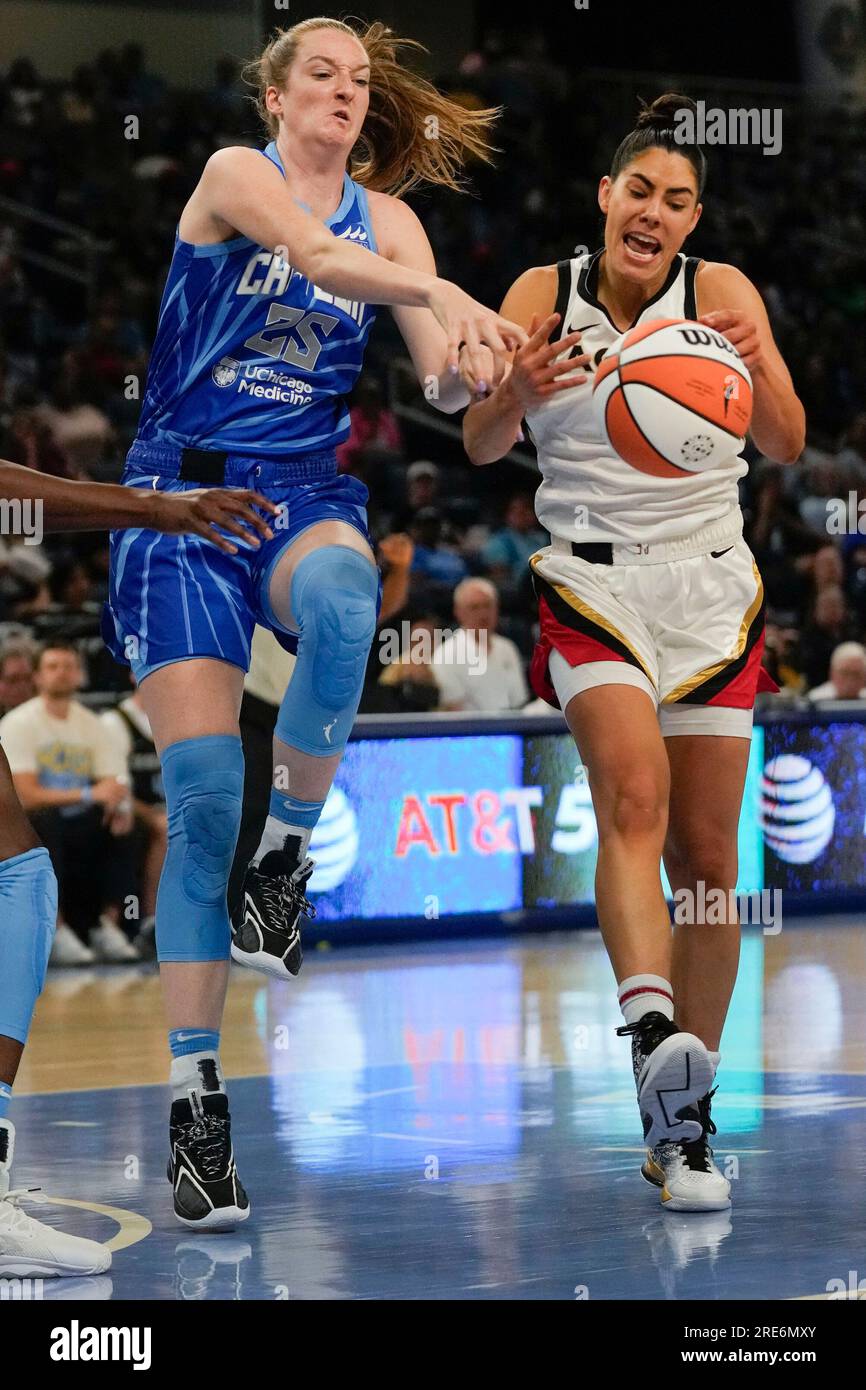 Chicago Sky forward Morgan Bertsch, left, and Las Vegas Aces guard ...
