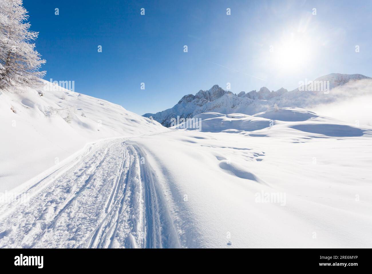 Snowy alpine landscape. Italian alps beautiful winter panorama Stock ...