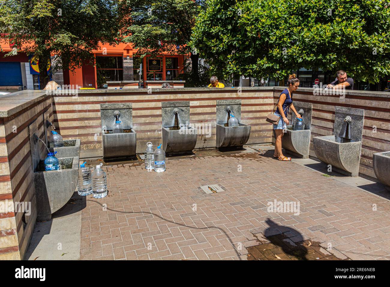 SOFIA, BULGARIA - AUGUST 3, 2019: Public mineral water drinking ...