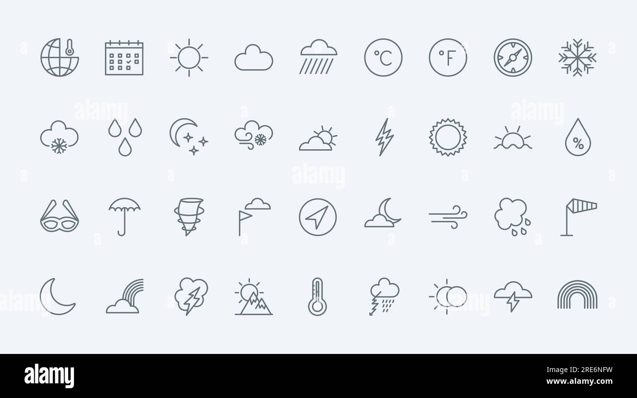 Weather thin line icons set vector illustration. Outline meteorology ...