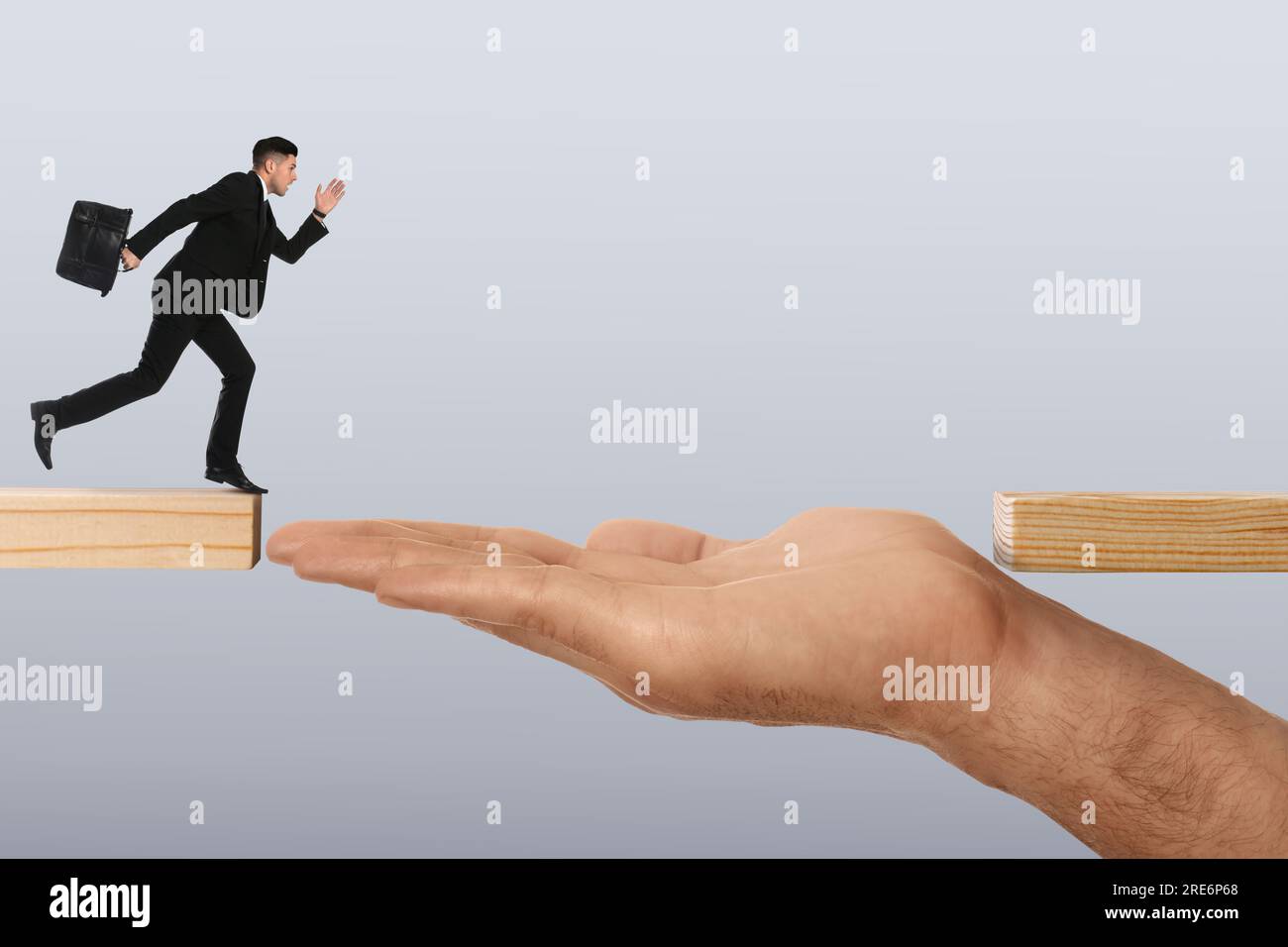 Support or partnership concept. Man making bridge with his hand between ...