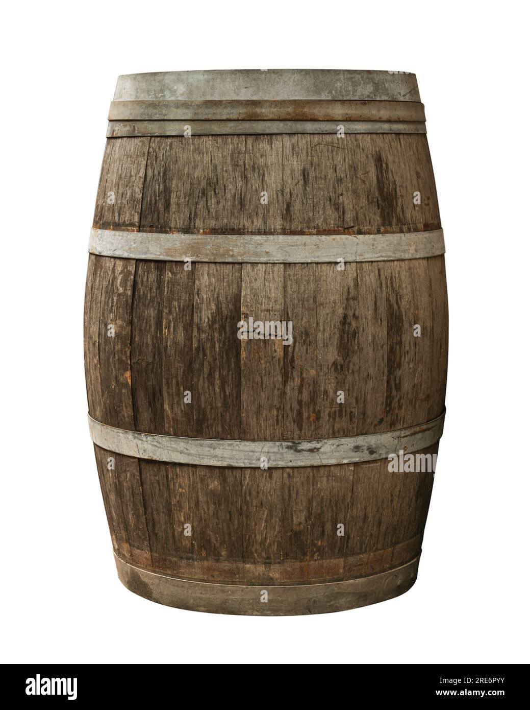 One wooden barrel with metal hoops isolated on white Stock Photo - Alamy