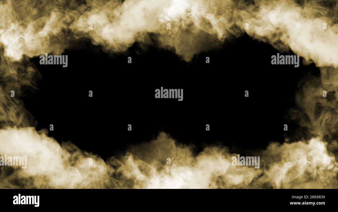 Frame of smoke on black background, space for text. Banner design Stock ...